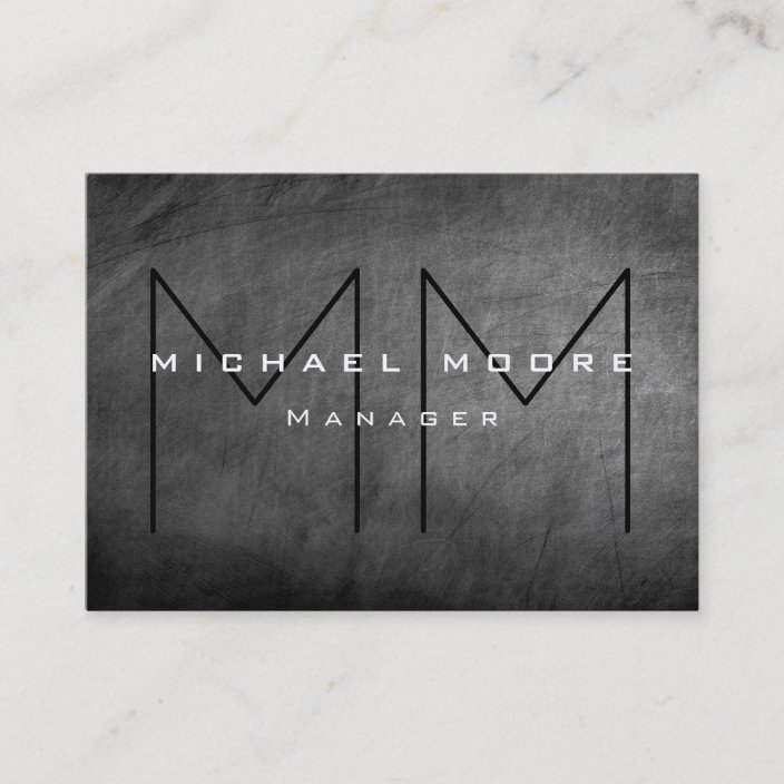 Gray Chalkboard Chubby Monogram Business Card | Zazzle.com