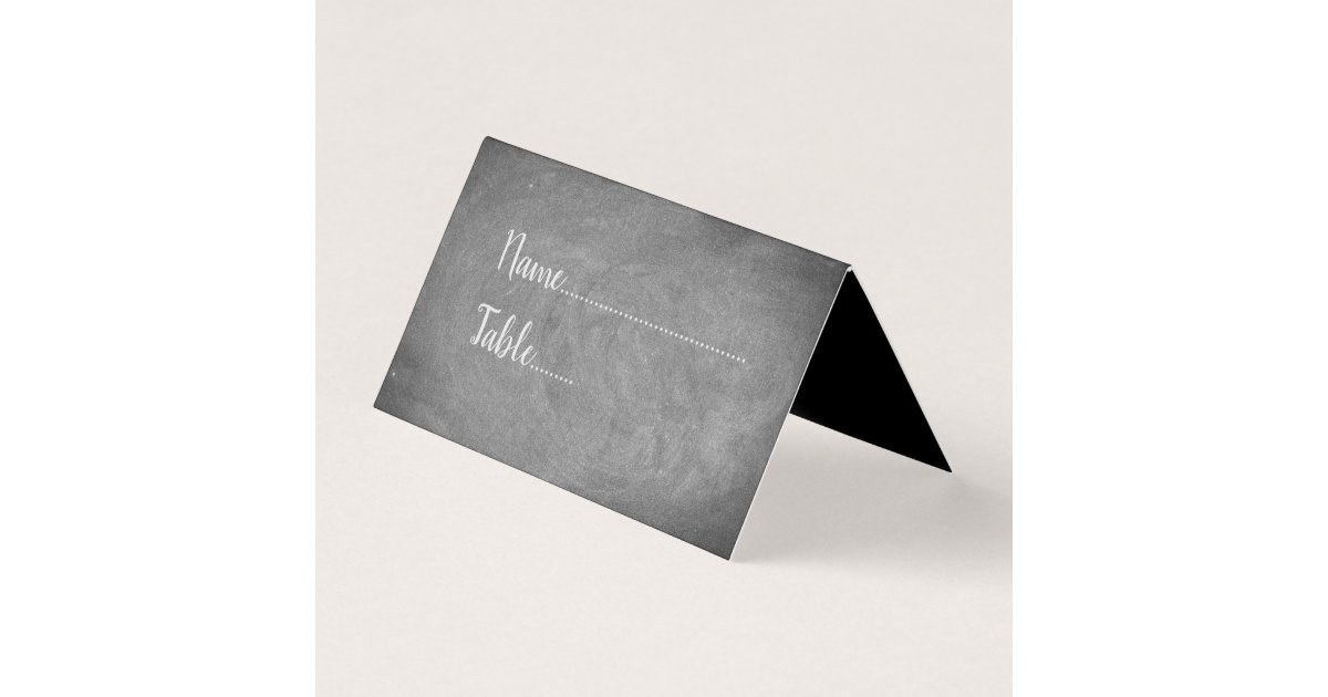 Gray Chalkboard Folded Place Card | Zazzle.com