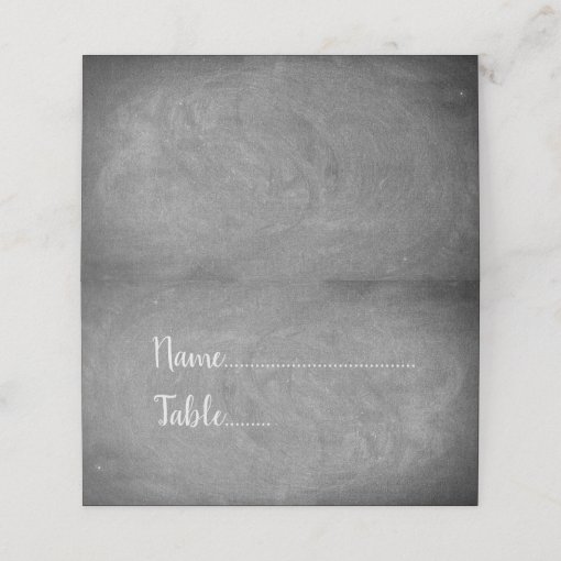Gray Chalkboard Folded Place Card | Zazzle