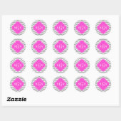 Gray Chevron Hot Pink Quatrefoil 3 Monogram Tn Classic Round Sticker ...