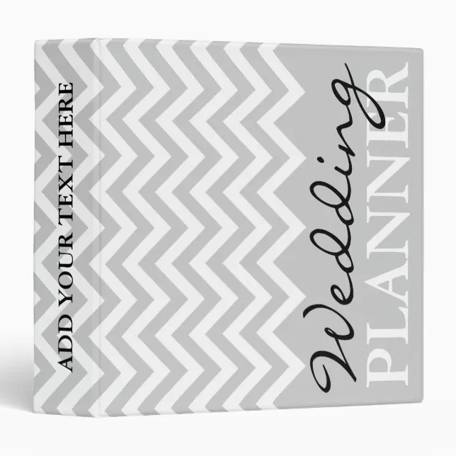 Gray chevron zigzag pattern wedding planner binder | Zazzle