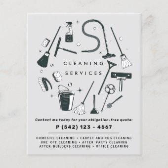 Gray Cleaning Services Flyer | Zazzle