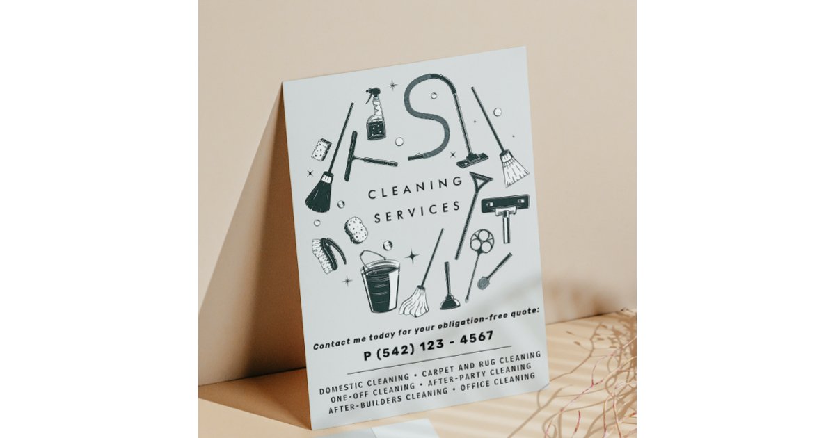 Gray Cleaning Services Flyer | Zazzle