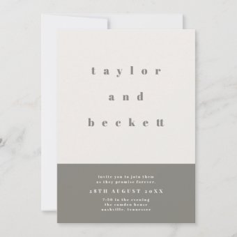 Gray Color Block Wedding Invitation | Zazzle