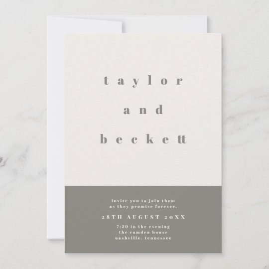Gray Color Block Wedding Invitation | Zazzle.com