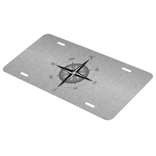Gray Compass Rose License Plate | Zazzle