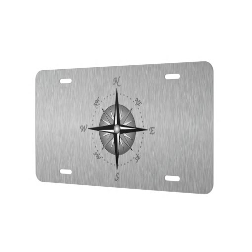 Gray Compass Rose License Plate | Zazzle