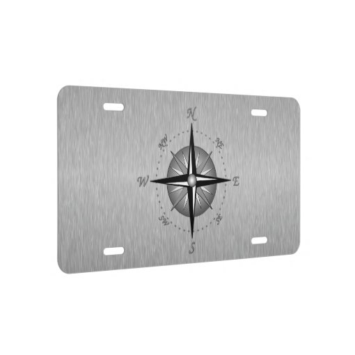 Gray Compass Rose License Plate | Zazzle