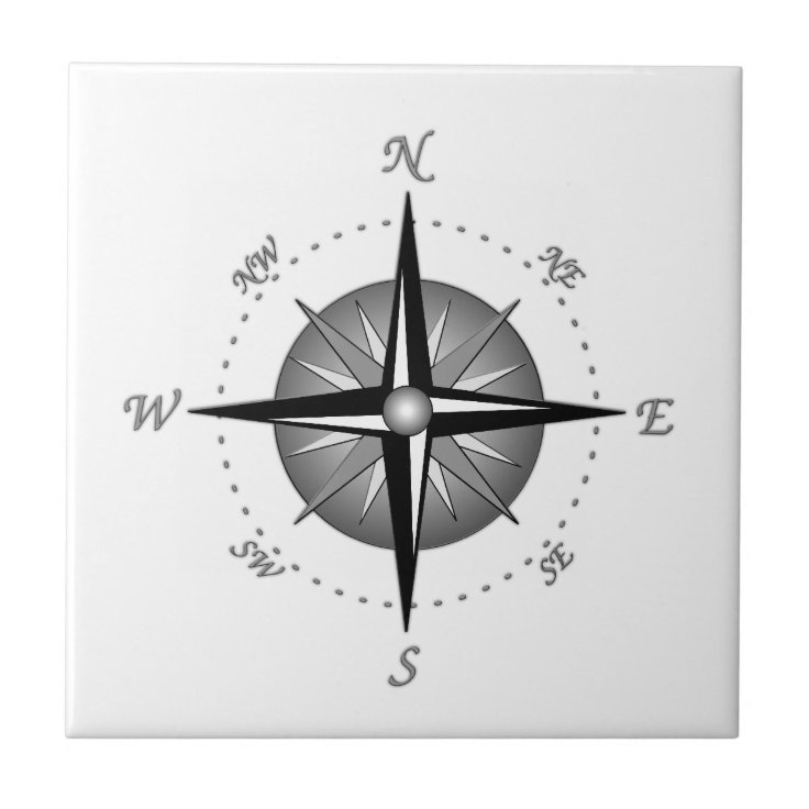 Gray Compass Rose Tile | Zazzle