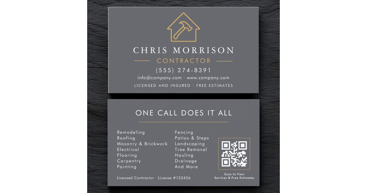Gray Construction Company QR Code Business Card | Zazzle