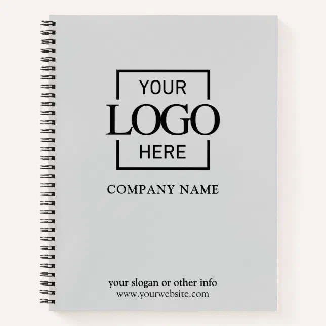 Gray Custom Business Logo Promotional Branding Notebook | Zazzle