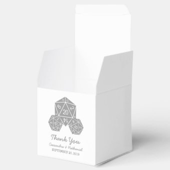 Gray D20 Dice Wedding Favor Boxes | Zazzle