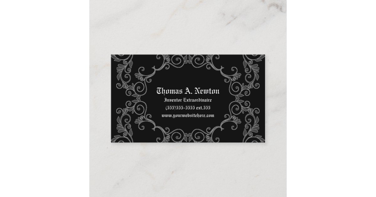 Gray Damask Calling Card Gothic Business Card | Zazzle