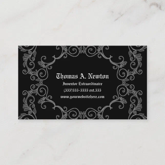 Gray Damask Calling Card Gothic Business Card | Zazzle