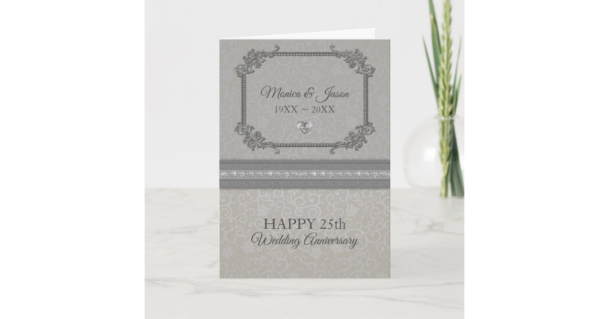 Gray Damask Floral Frame Card | Zazzle