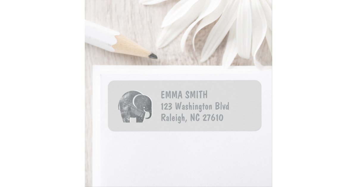 Gray Elephant Kids Mail Return Address Label | Zazzle