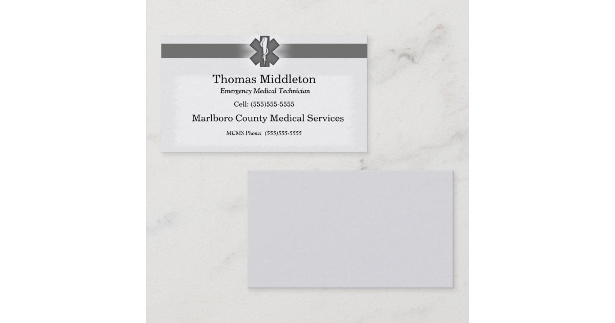 Gray EMS / EMT Contact Card | Zazzle