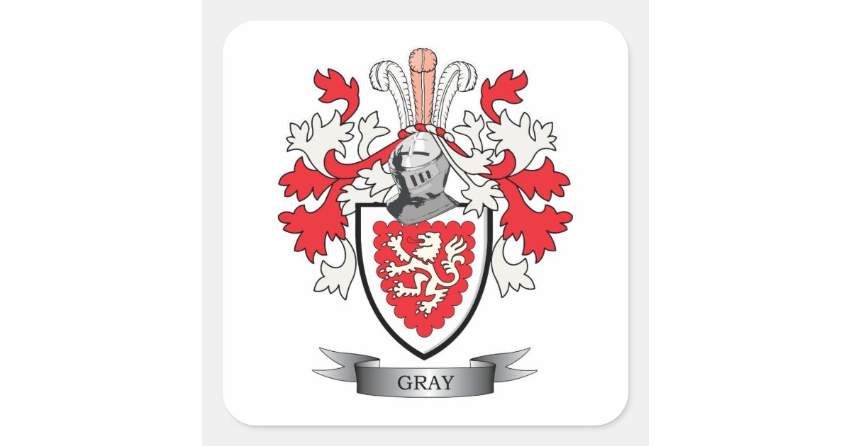 Gray Family Crest Coat of Arms Square Sticker | Zazzle