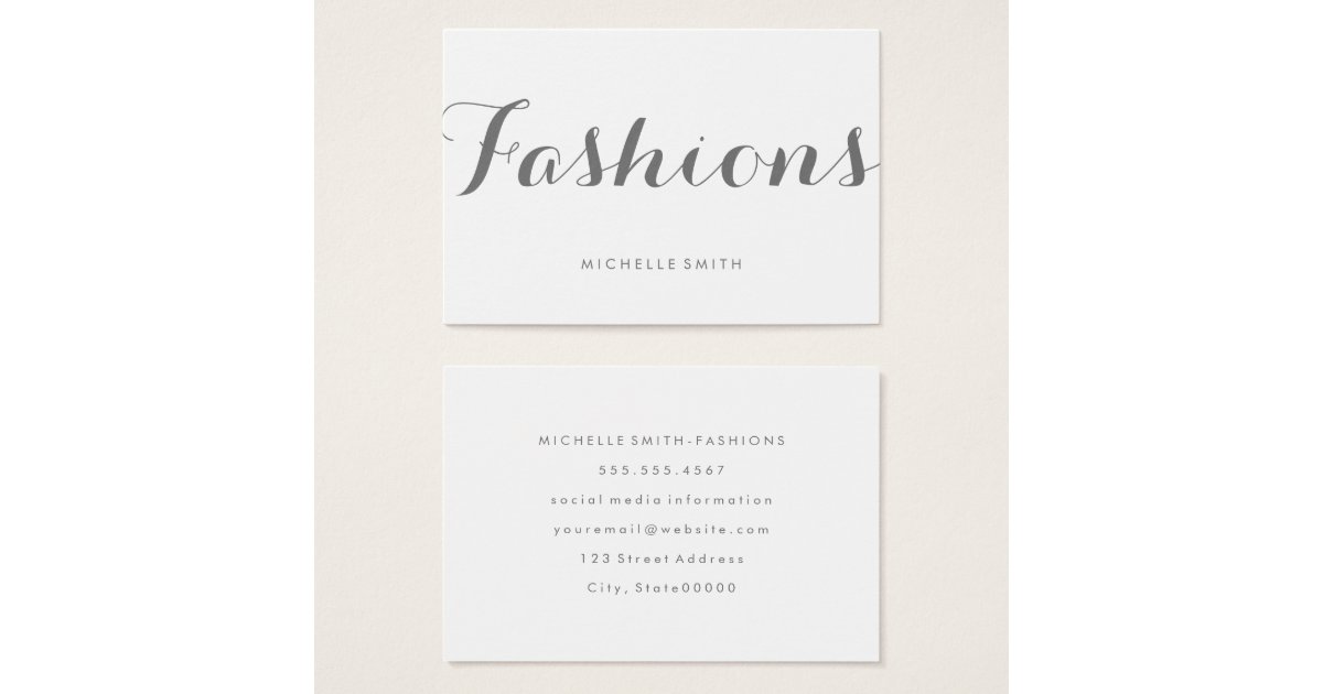Gray Fancy Font Minimalist Business Card | Zazzle.com