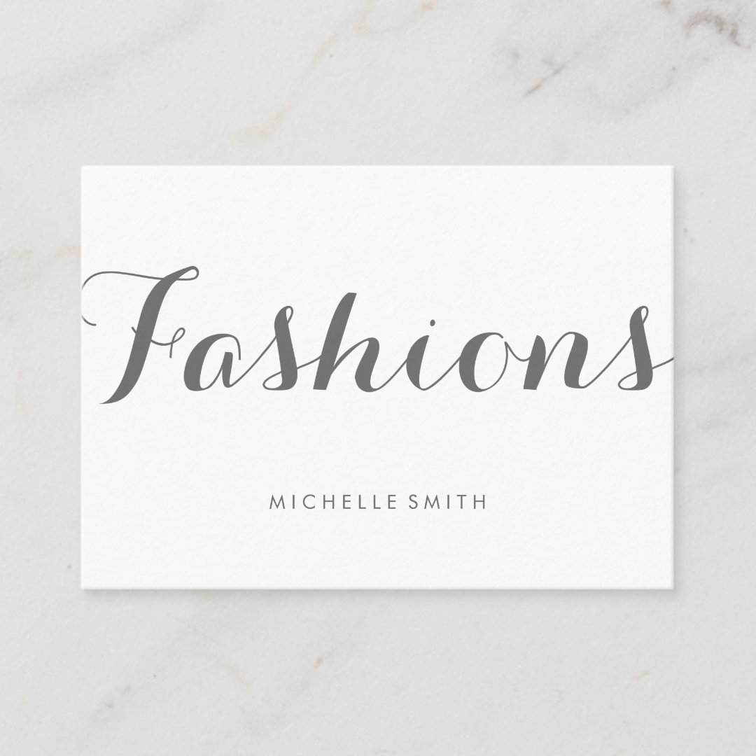 Gray Fancy Font Minimalist Business Card | Zazzle