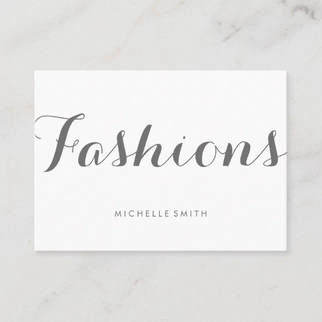 Gray Fancy Font Minimalist Business Card | Zazzle