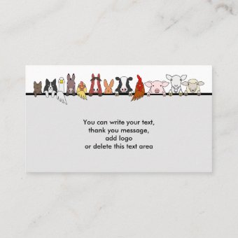 Gray Farm Animals Veterinary Calling Card | Zazzle