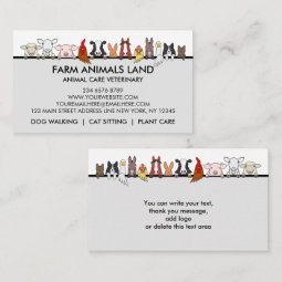 Gray Farm Animals Veterinary Calling Card | Zazzle