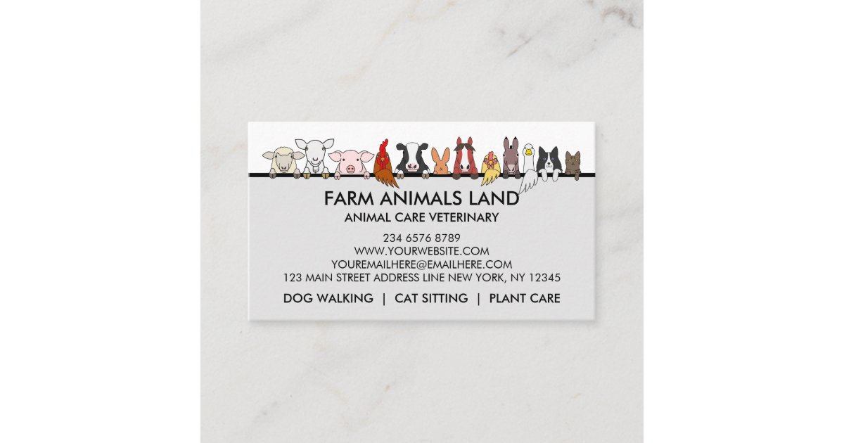 Gray Farm Animals Veterinary Calling Card | Zazzle