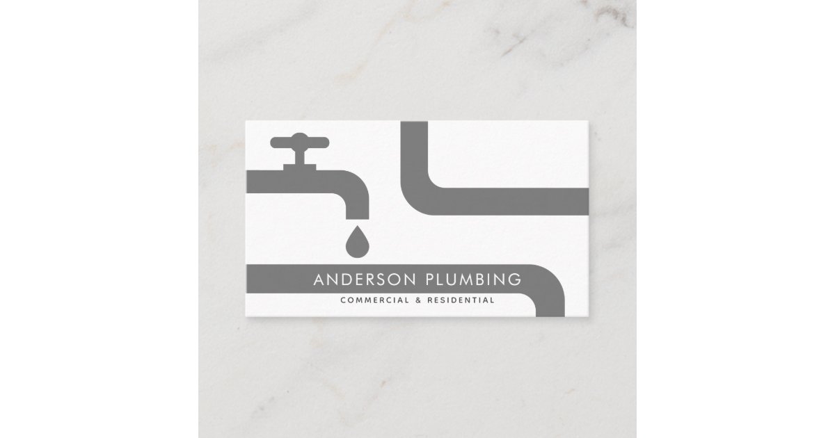 Gray Faucet & Pipes Plumbing Business Card | Zazzle