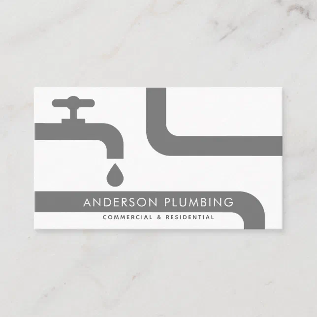 Gray Faucet & Pipes Plumbing Business Card | Zazzle