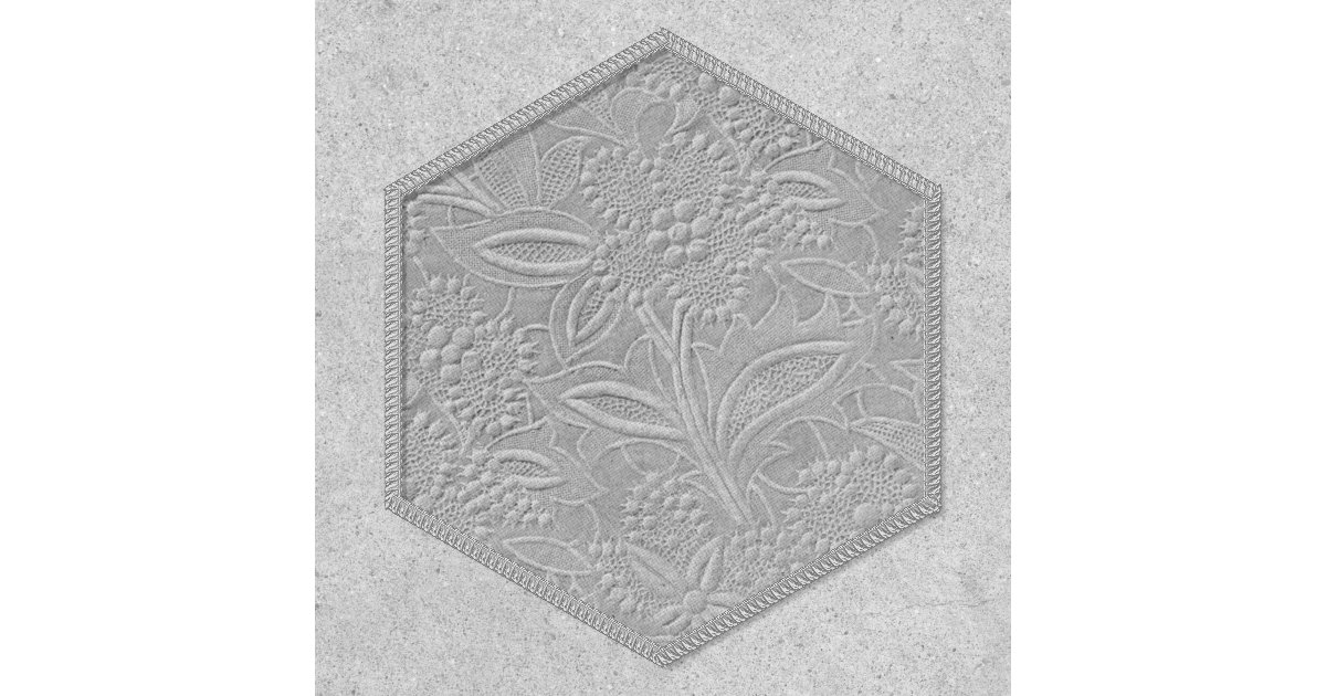 Gray Floral Embossed Look Patch | Zazzle
