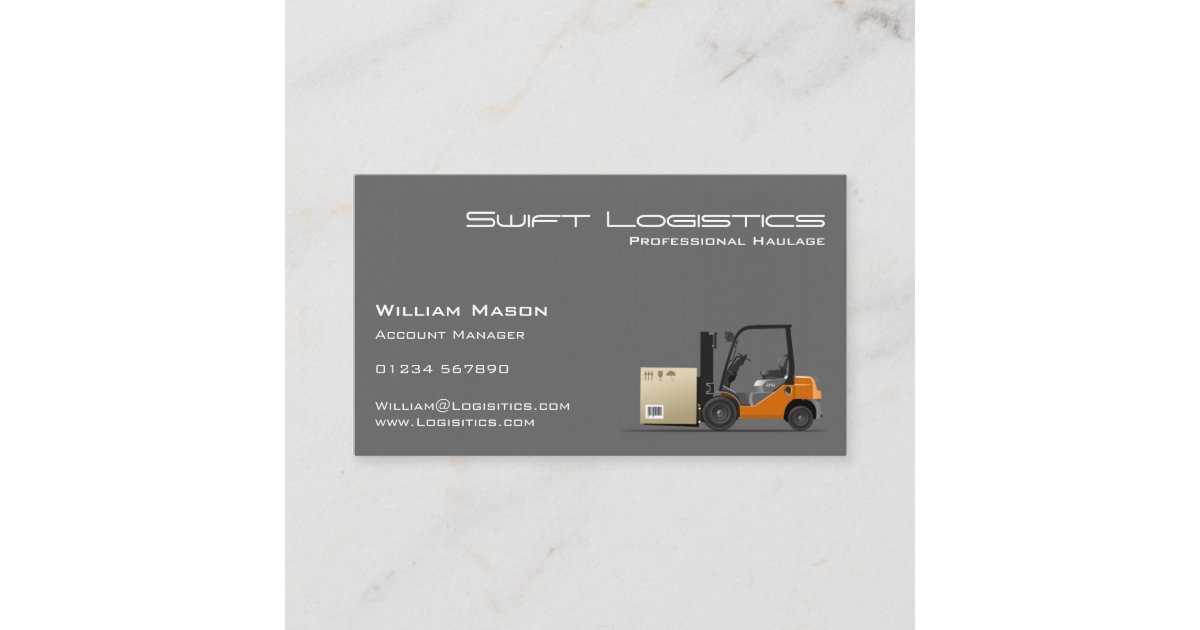 Gray Forklift Logisitcs Professional Business Card | Zazzle