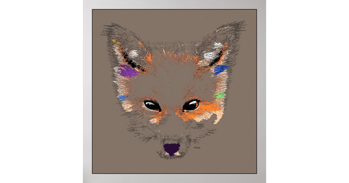 Gray Fox Pop Art Poster Print | Zazzle