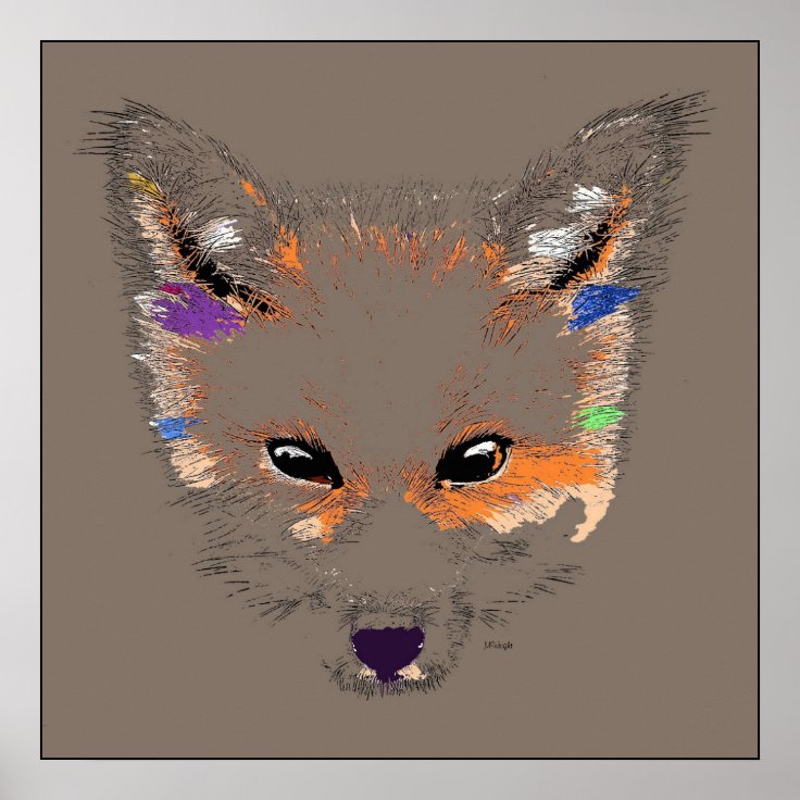 Gray Fox Pop Art Poster Print | Zazzle