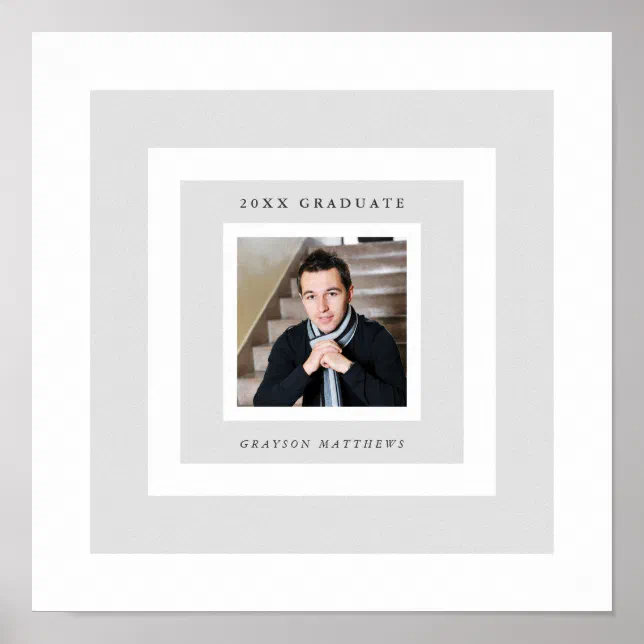 Gray Frames Photo Graduation Signature Poster | Zazzle