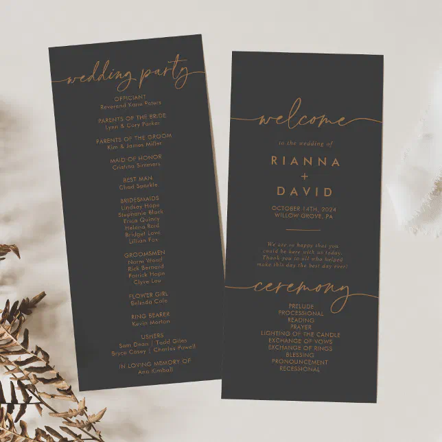 Gray Gold Classic Wedding Program | Zazzle