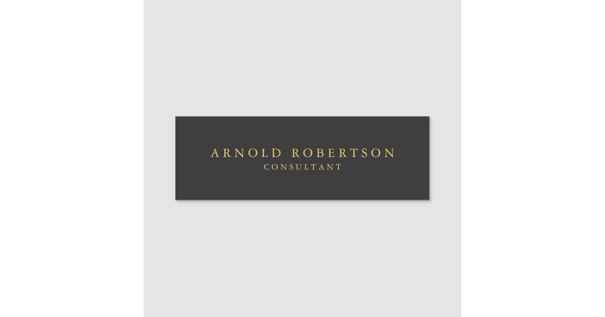Gray Gold Color Professional Name Tag | Zazzle