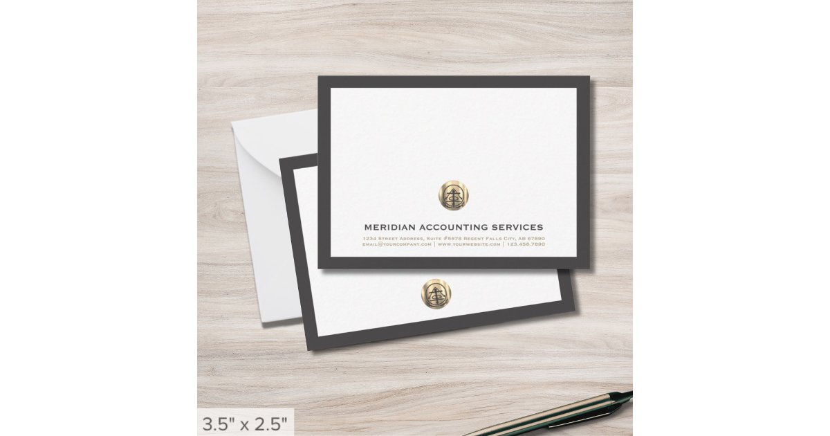 Gray Gold Seal Professional Note Card | Zazzle