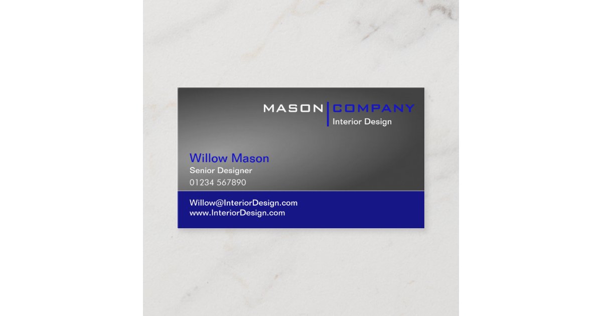 Gray Gradient & Dark Blue Corporate Business Card | Zazzle