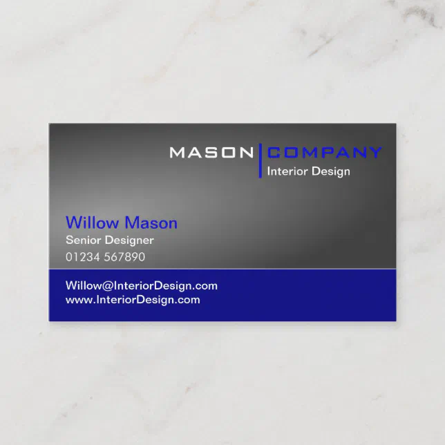 Gray Gradient & Dark Blue Corporate Business Card | Zazzle