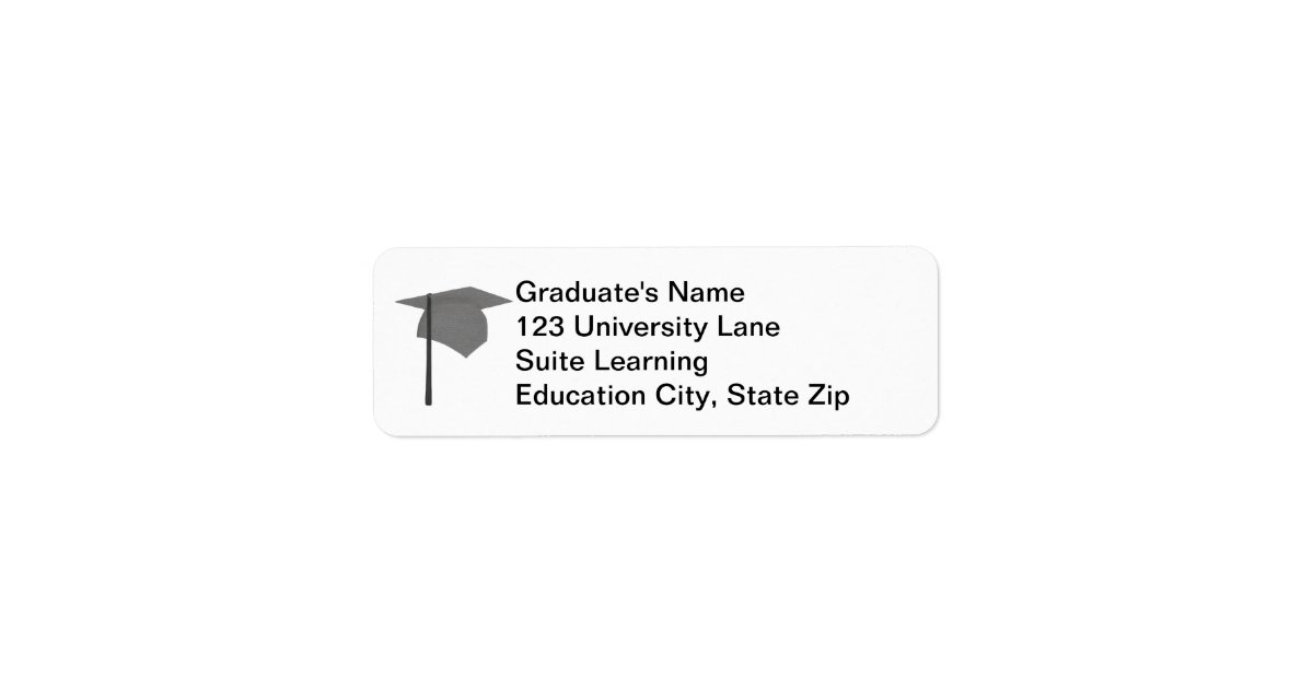 Gray Graduation Cap, Black Tassel Address Labels | Zazzle
