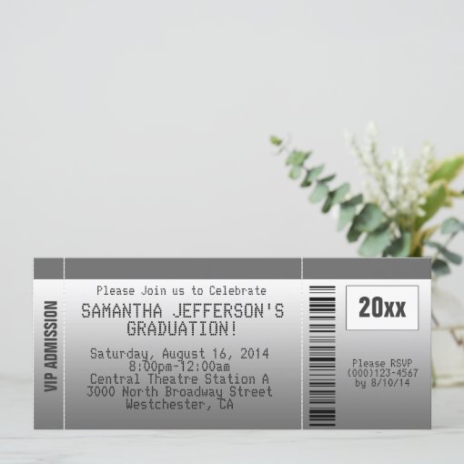 Gray Graduation Party Ticket Invitation | Zazzle