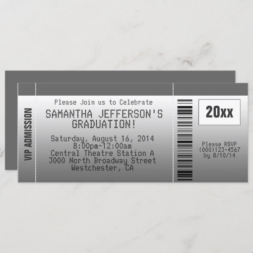 Gray Graduation Party Ticket Invitation | Zazzle