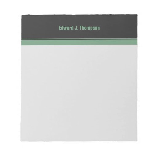 Gray Green Simple Border Notepad | Zazzle