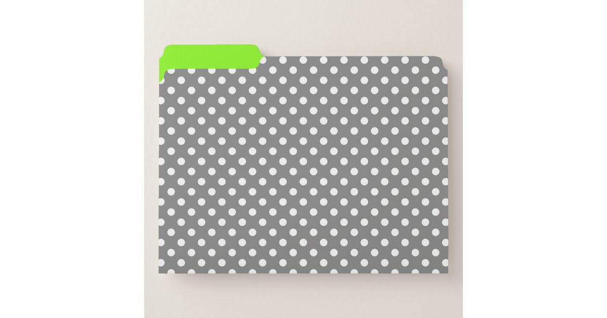 Gray green white and green polka dots file folder | Zazzle