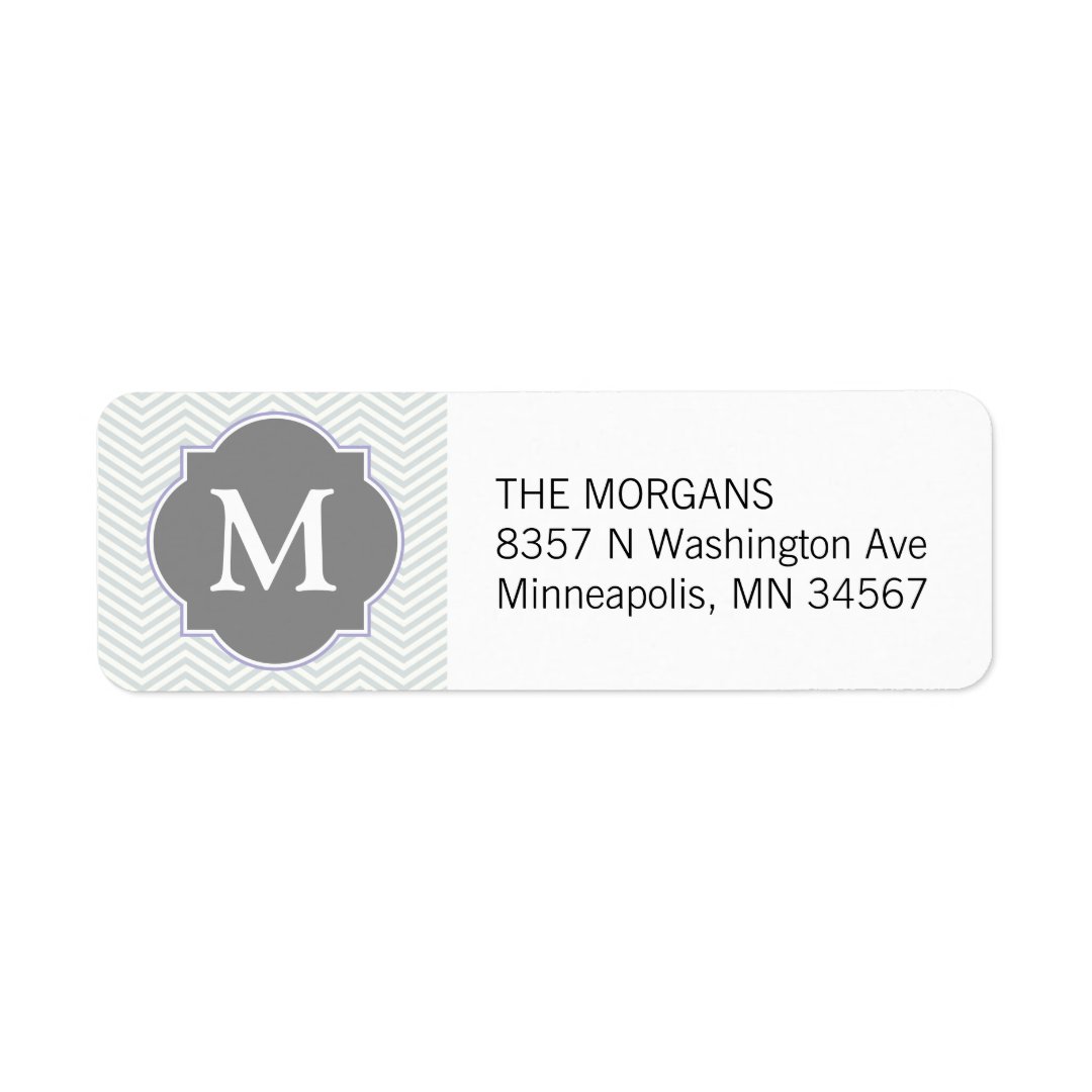 Gray & Grey Modern Chevron Custom Monogram Label | Zazzle
