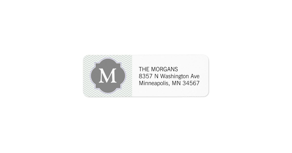 Gray & Grey Modern Chevron Custom Monogram Label | Zazzle