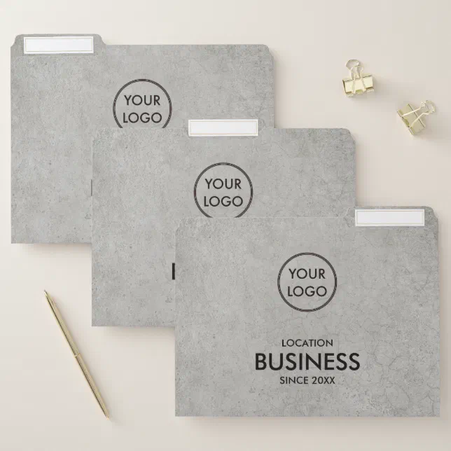 Gray Grunge Simple Minimalist Add Logo File Folder | Zazzle