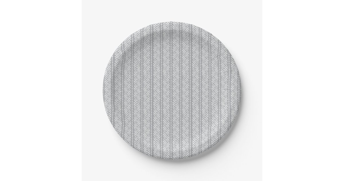 Gray Hand Drawn Chevron Pattern Paper Plates | Zazzle