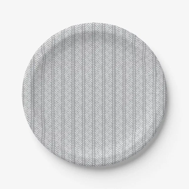 Gray Hand Drawn Chevron Pattern Paper Plates | Zazzle